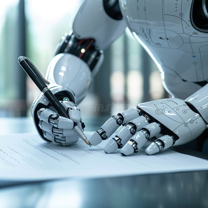 Humanoid Robot Arm is Writing with a Pen. Created with Generative AI ...