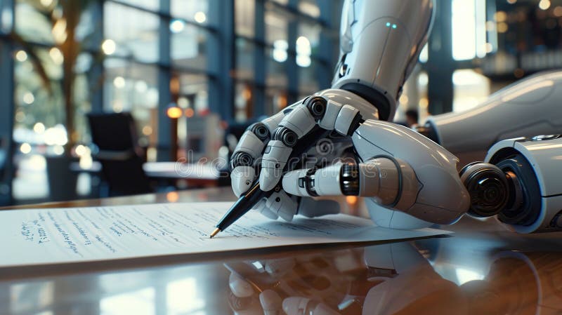 Humanoid Robot Arm is Writing with a Pen. Created with Generative AI ...