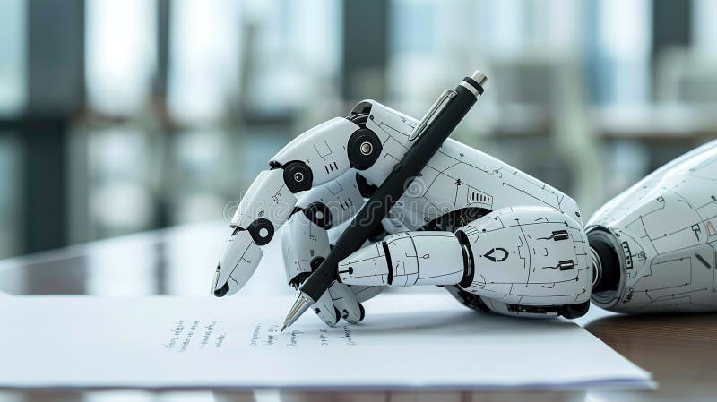 Humanoid Robot Arm is Writing with a Pen. Created with Generative AI ...