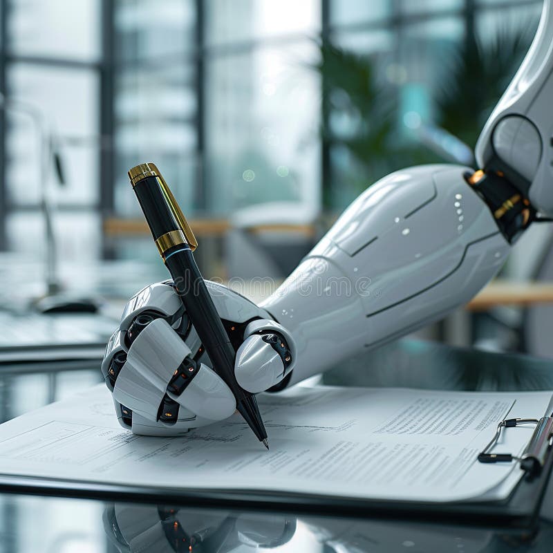 Humanoid Robot Arm is Writing with a Pen. Created with Generative AI ...