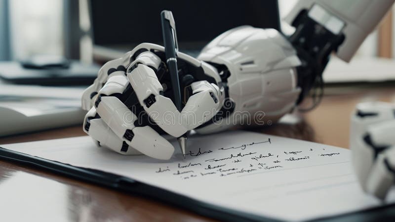 Humanoid Robot Arm is Writing with a Pen. Created with Generative AI ...