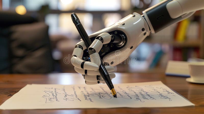 Humanoid Robot Arm is Writing with a Pen. Created with Generative AI ...