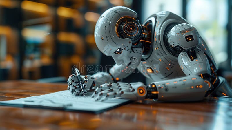 Humanoid Robot Arm is Writing with a Pen. Created with Generative AI ...