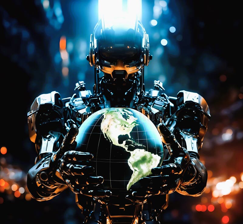 A Humanoid Robot with Artificial Intelligence Holds the Earth in Its ...