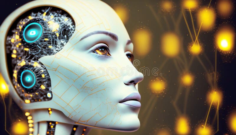 The Face of a Humanoid Robot Stock Illustration - Illustration of ...
