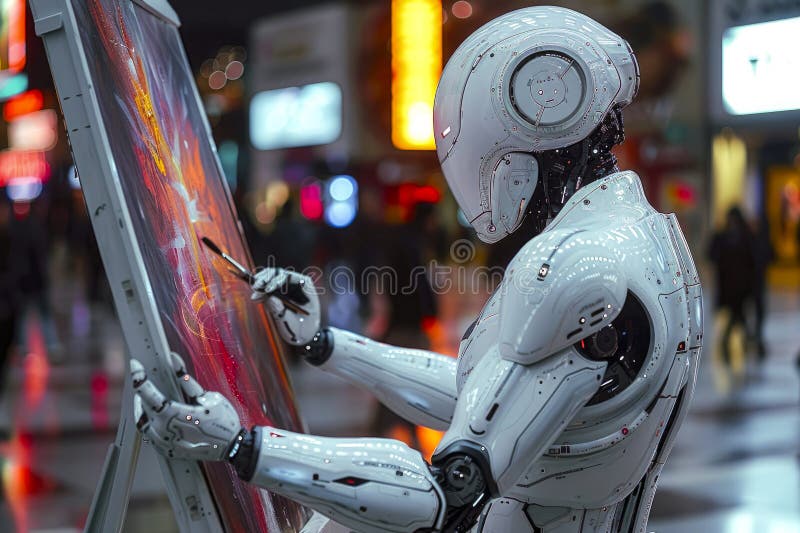 A Humanoid Robot Artist Seamlessly Wields a Brush, Skillfully Crafting ...