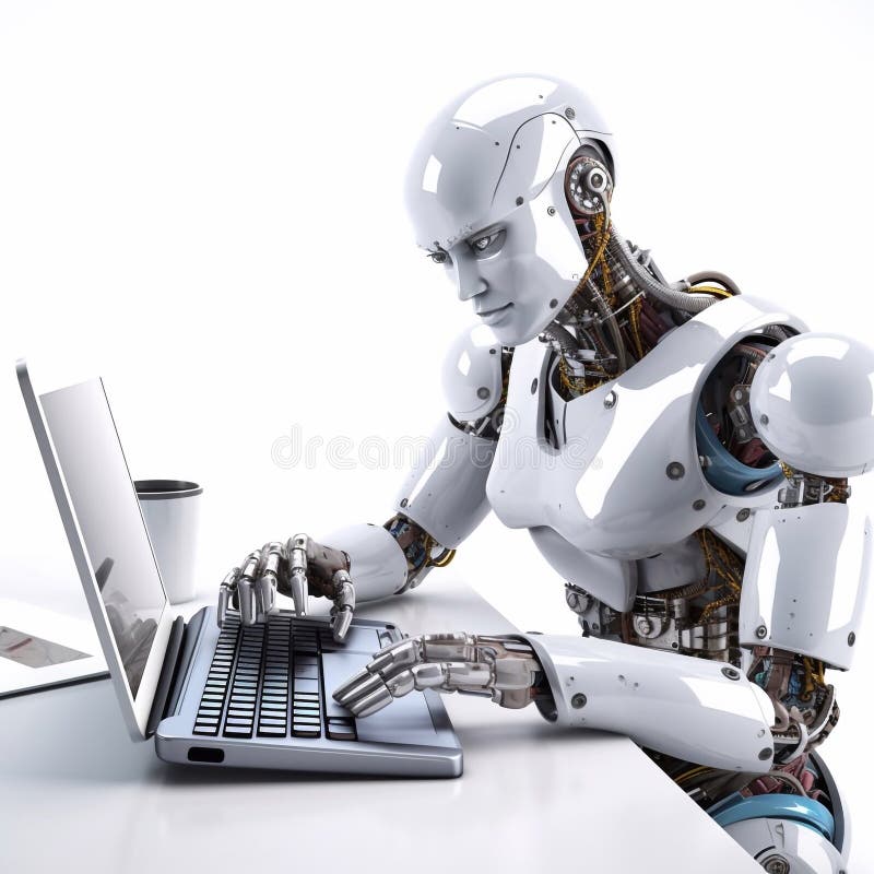 Humanoid Robot Assistant AI Generated Stock Illustration - Illustration ...