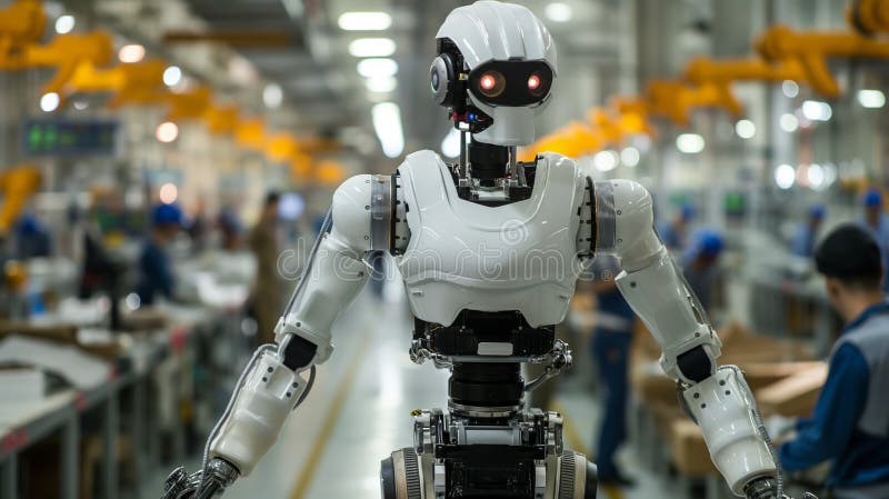 Humanoid Robot, Assisting Workers Stock Illustration - Illustration of ...