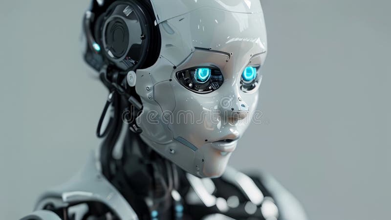 A Humanoid Robot with Big Blue Eyes and Sleek Design, Showcasing ...