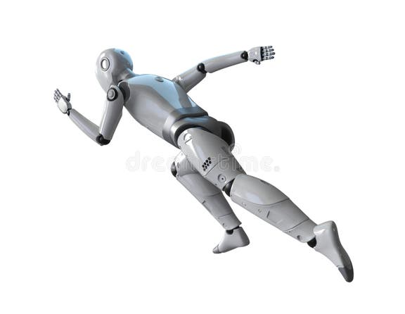 Humanoid Robot with Black Face Move Forward Isolated on White Stock ...