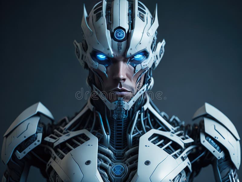 Humanoid Robot with Blue Eyes. Ai Generative Stock Illustration ...