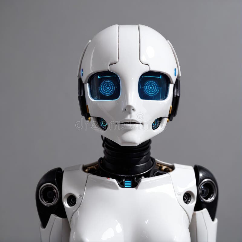 A Humanoid Robot with Blue Glowing Eyes Showcases Advanced Technology ...