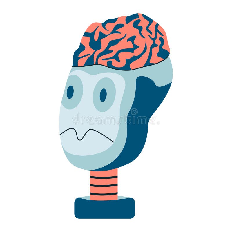 Humanoid Robot with a Brain. Chatbot and Digital Cyborg, Stock Vector ...