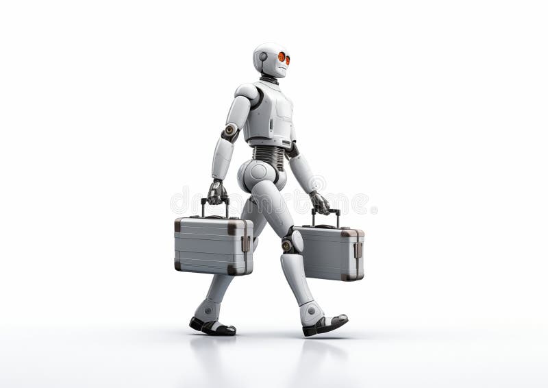 A Humanoid Robot Carrying Two Briefcases Walks Confidently in a ...