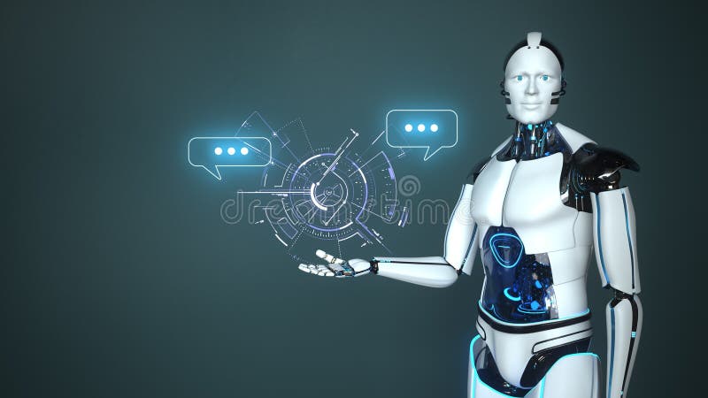 Humanoid Robot Chat HUD stock illustration. Illustration of texting ...