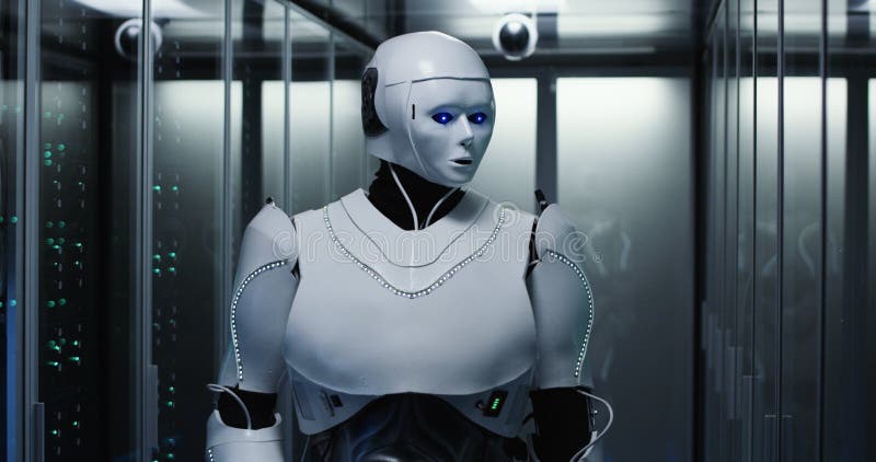 Humanoid Robot Checking Servers in a Data Center Stock Image - Image of ...