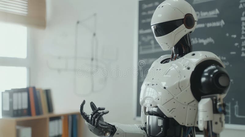 Humanoid Robot in a Classroom, Teaching with a Chalkboard in the ...