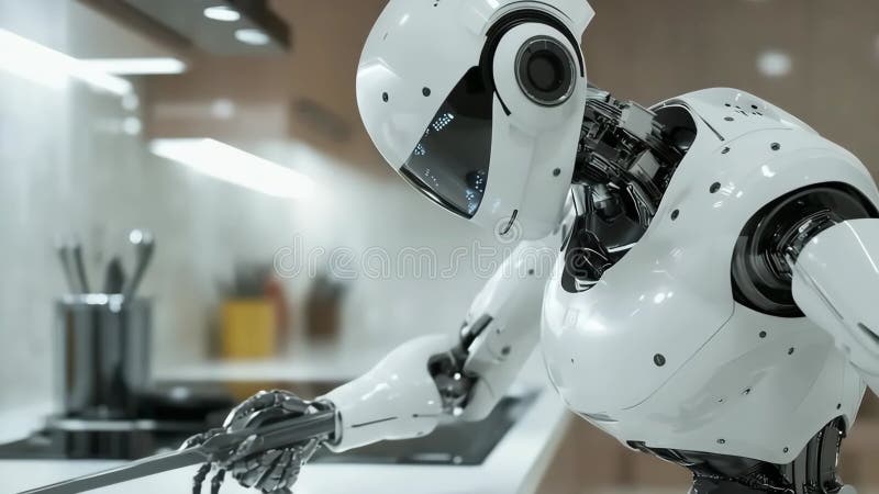 Humanoid Robot Cleaning Kitchen Counter with Sponge Stock Video - Video ...