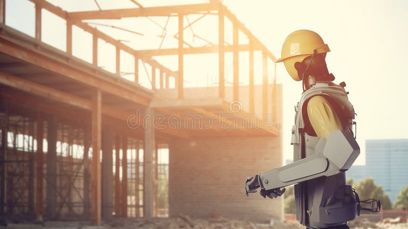 Humanoid Robot on a Construction Site. Construction Worker. Generative ...