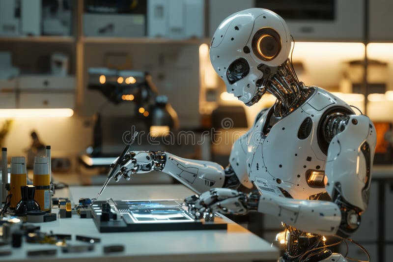 Humanoid Robot Creating Technology in Minimalist Workshop with Soft ...