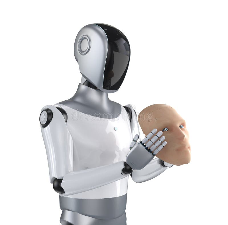 Humanoid Robot or Cyborg Wear Human Like Skin Isolated Stock ...