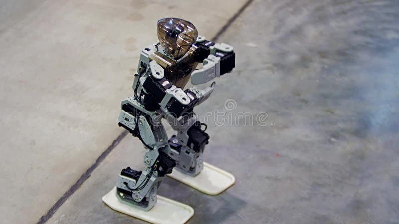 Humanoid robot dance. stock footage. Video of exhibition - 145279494