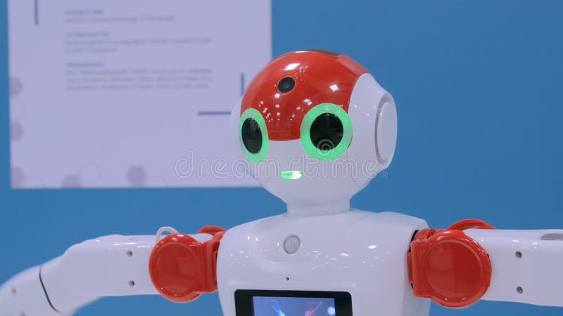 Robot Dancing. Robotic Modern Technology. the Robot Looks into the ...