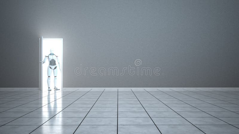 Humanoid Robot Data Center stock illustration. Illustration of learning ...