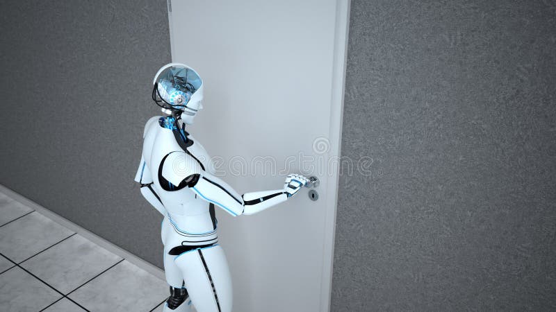 Humanoid Robot Door stock photo. Image of bionic, open - 196204086