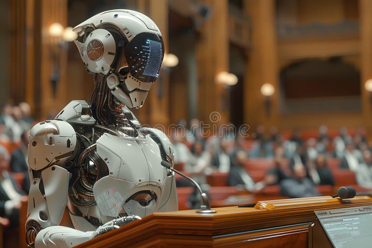 Humanoid Robot Addressing Assembly Stock Illustration - Illustration of ...