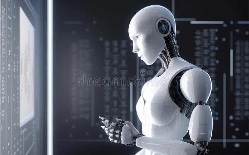 Humanoid Robot Face Close-up Futuristic Modern Tech Chatbot Assistance ...