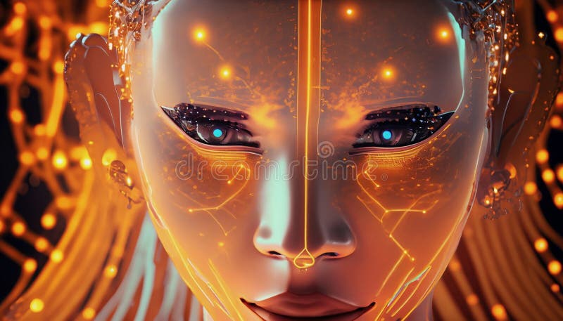 Humanoid robot face stock illustration. Illustration of darkness ...