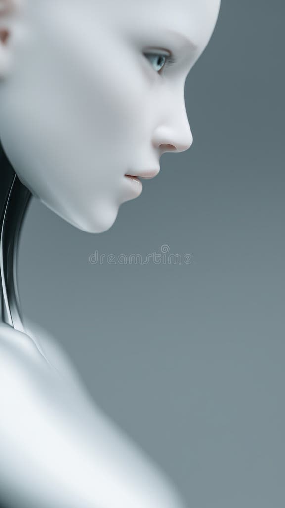 Futuristic Humanoid Robot with a Sleek, Smooth Surface and Metallic ...