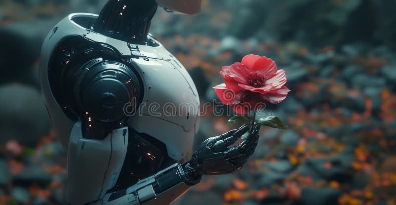 A Humanoid Robot with a Flower Symbolizes Peace and the Bond between ...
