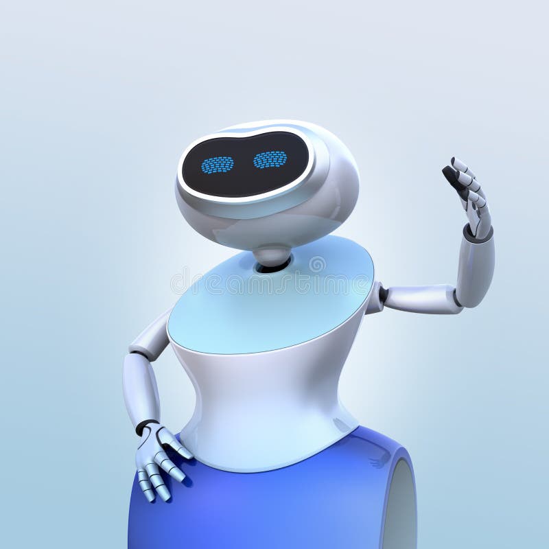 Humanoid Robot on Light Blue Background Stock Illustration ...