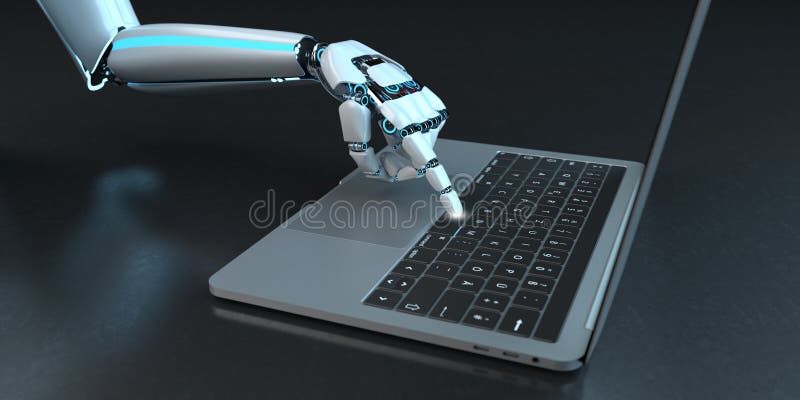 Humanoid Robot Hand Notebook Click Stock Illustration - Illustration of ...