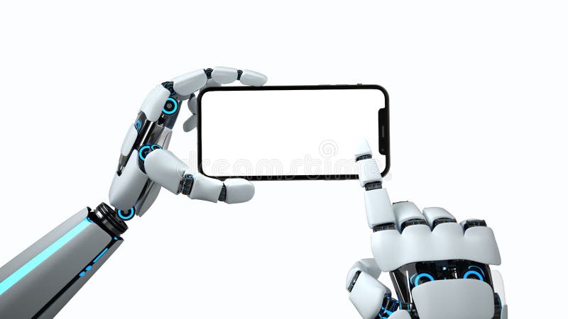 Humanoid Robot Hand Smartphone White Screen Stock Illustration ...