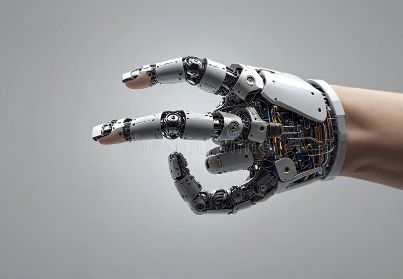A Humanoid Robot Hand Touching a Chat Icon on a Virtual Screen, Chat ...