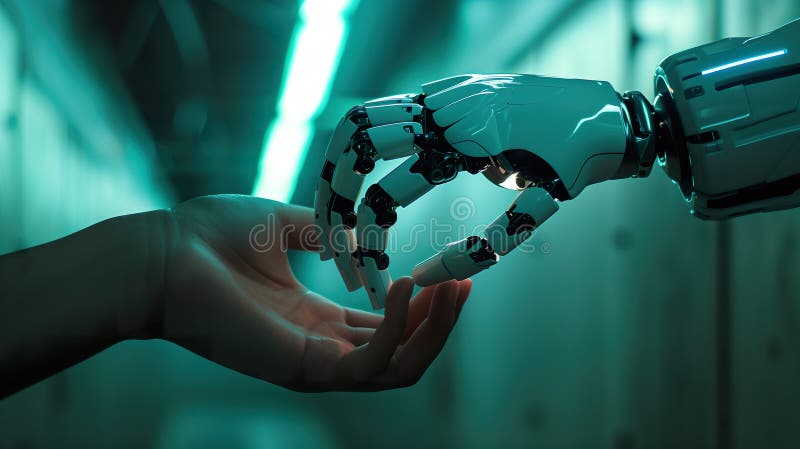 Human and Robot Connection Concept with a Human Hand and a Robotic Arm ...