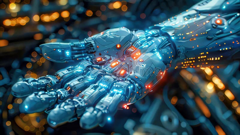 Humanoid Robot Hand Touching Virtual Screen. Technology and Future ...