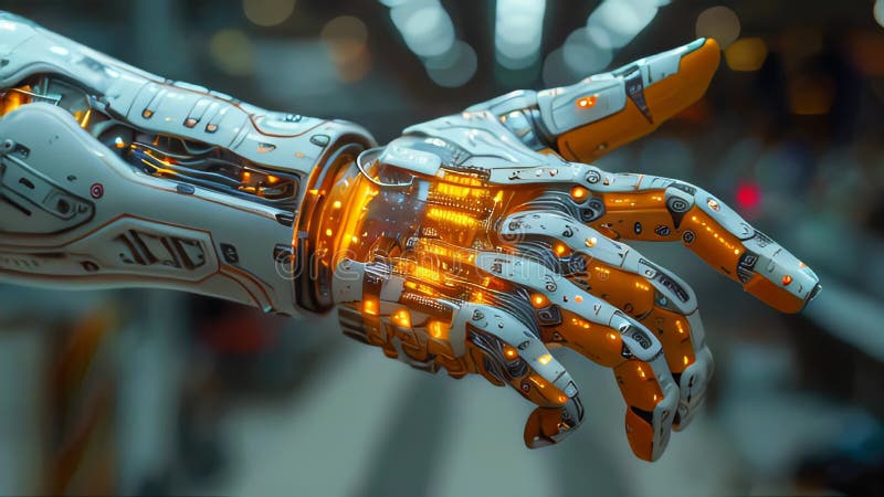 Humanoid Robot Hand Touching Virtual Screen. Technology and Future ...