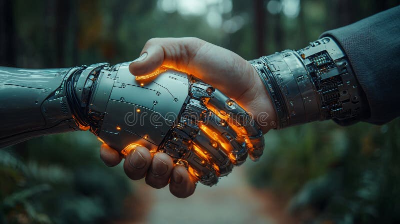 Humanoid Robot Handshake AI Future Tech Collaboration AI Generated ...
