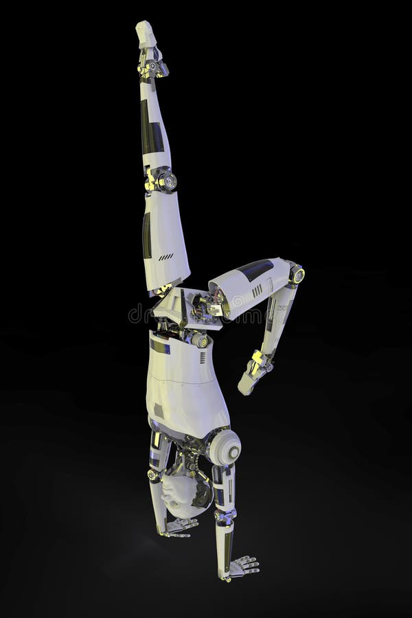 Humanoid Robot in Handstand Yoga Position, Illustration Stock ...