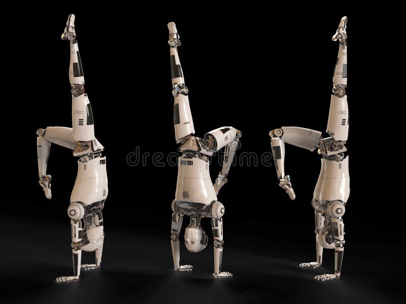 Humanoid Robot in Handstand Yoga Position, Illustration Stock ...
