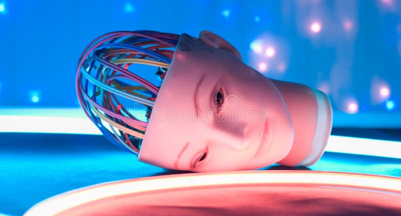 Humanoid Robot Head, Artificial Intelligence Concept Stock Photo ...