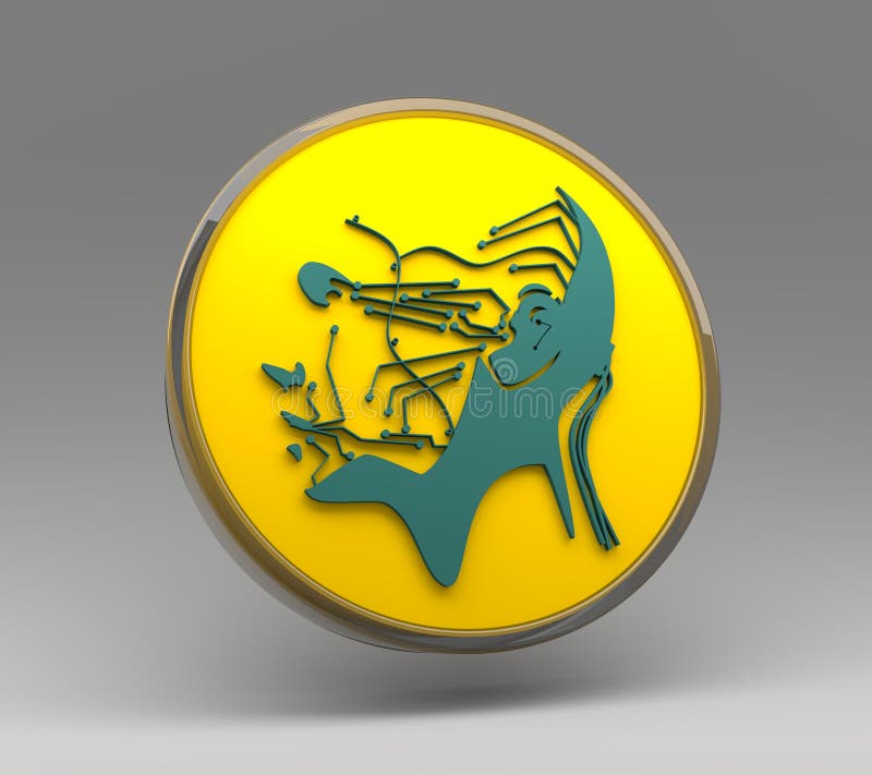 Circle with Abstract Humanoid Robot Face Silhouette Stock Illustration ...