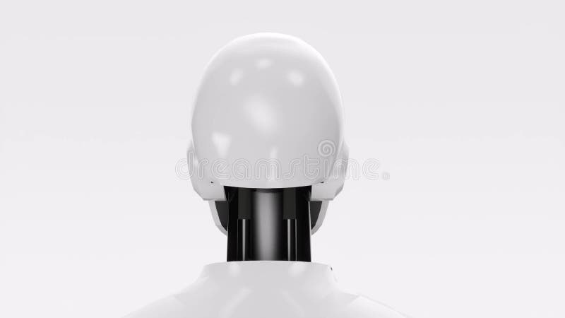 06 Humanoid Robot Head Turning in Loop on White Background Stock Video ...