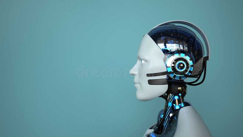 Humanoid Robot Head stock illustration. Illustration of cyber - 235352944