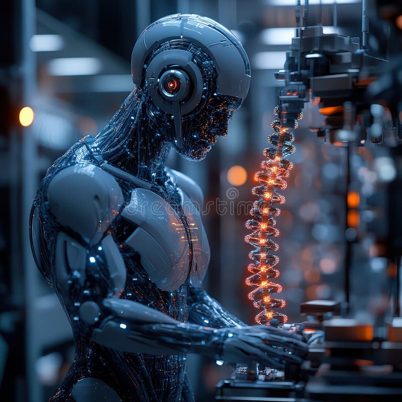 DNA Sequencing and AI in a Medical Research Facility. Stock ...