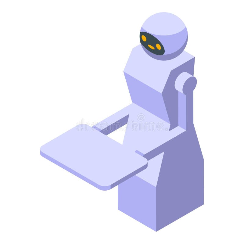 Humanoid Robot Holding Empty Tray Isometric View Stock Vector ...